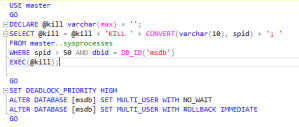 MS SQL - MSDB stuck in single user mode | TechnicaOne